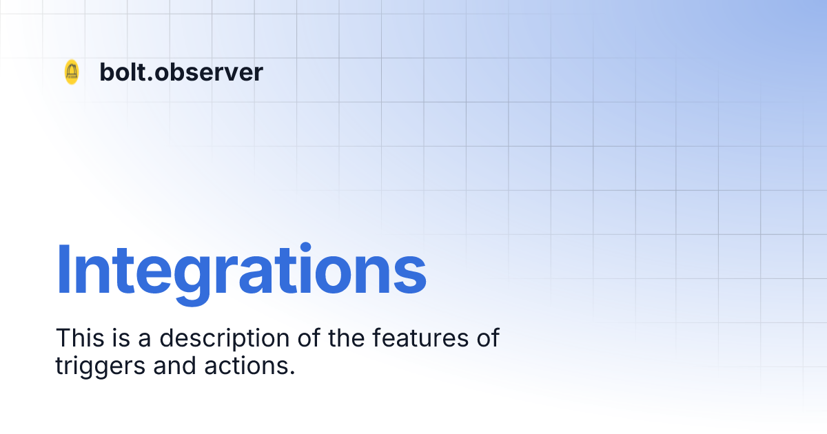 Integrations | bolt.observer